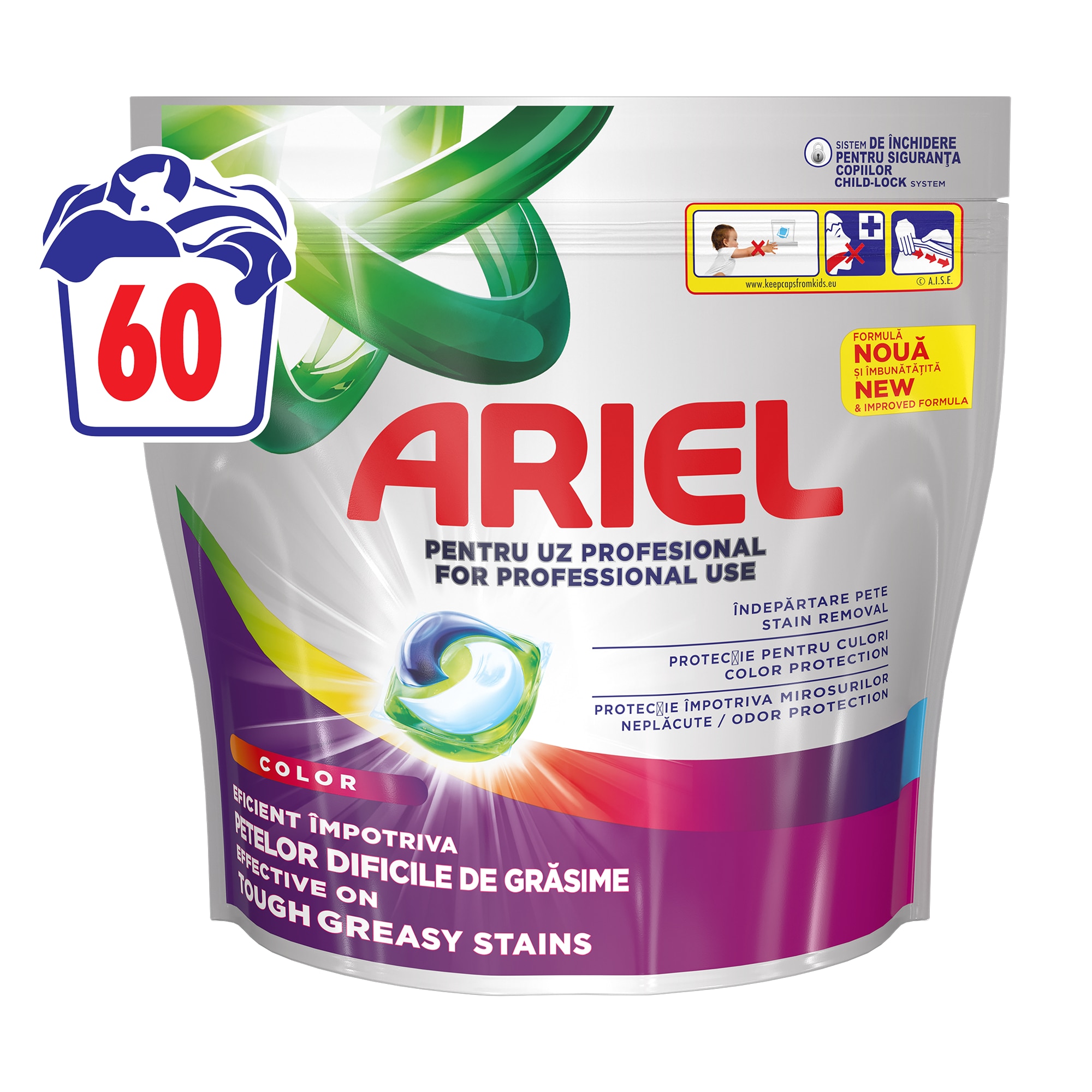 Detergent de rufe capsule Ariel Professional All-in-1 Pods Color, 60 spalari - eMAG.ro