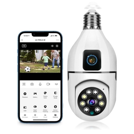 Camera inteligenta cu lentile duble, 5MP, v380, exterior/interior, HD ...
