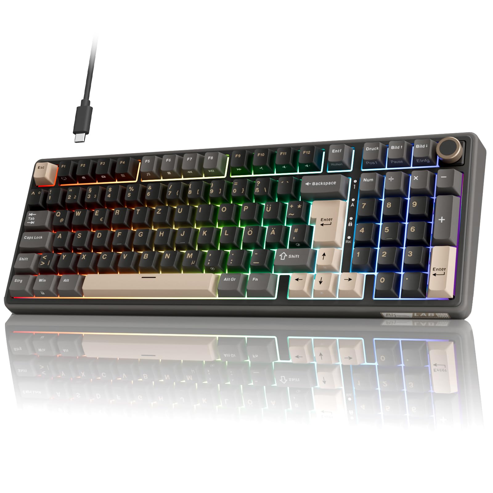 Tastatură mecanică gaming RK R98 Pro cu fir, garnitură 96% Qwertz, RGB ...