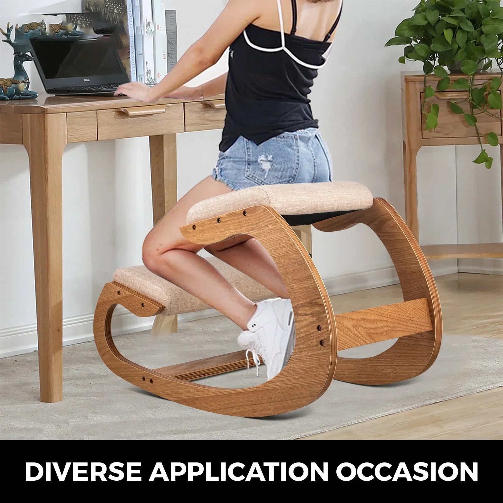 Scaun ergonomic pentru genunchi, lemn de mesteacan, incarcatura 220 kg ...