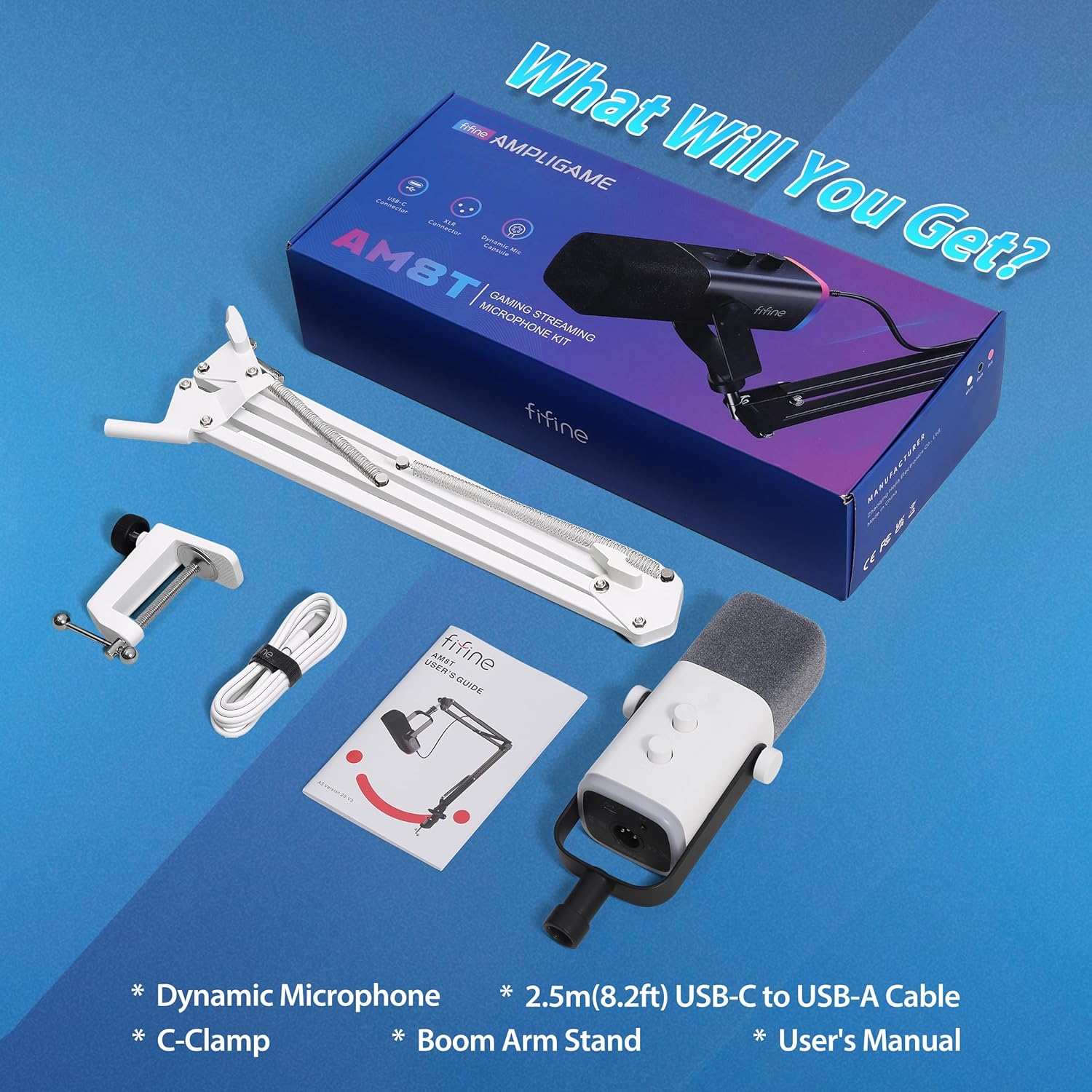 Microfon Profesional FIFINE AM8 Cu Stativ Boom Arm, Conectivitate USB ...