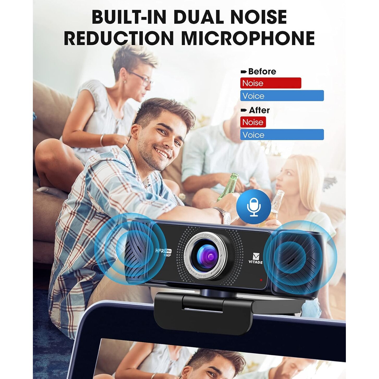 Camera web 1080P 60fps cu microfon pentru streaming, 682H Pro HD USB ...