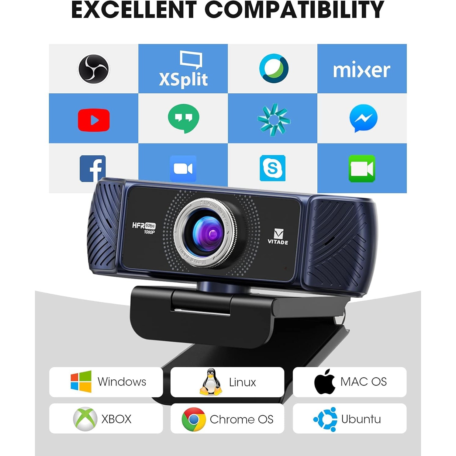Camera web 1080P 60fps cu microfon pentru streaming, 682H Pro HD USB ...