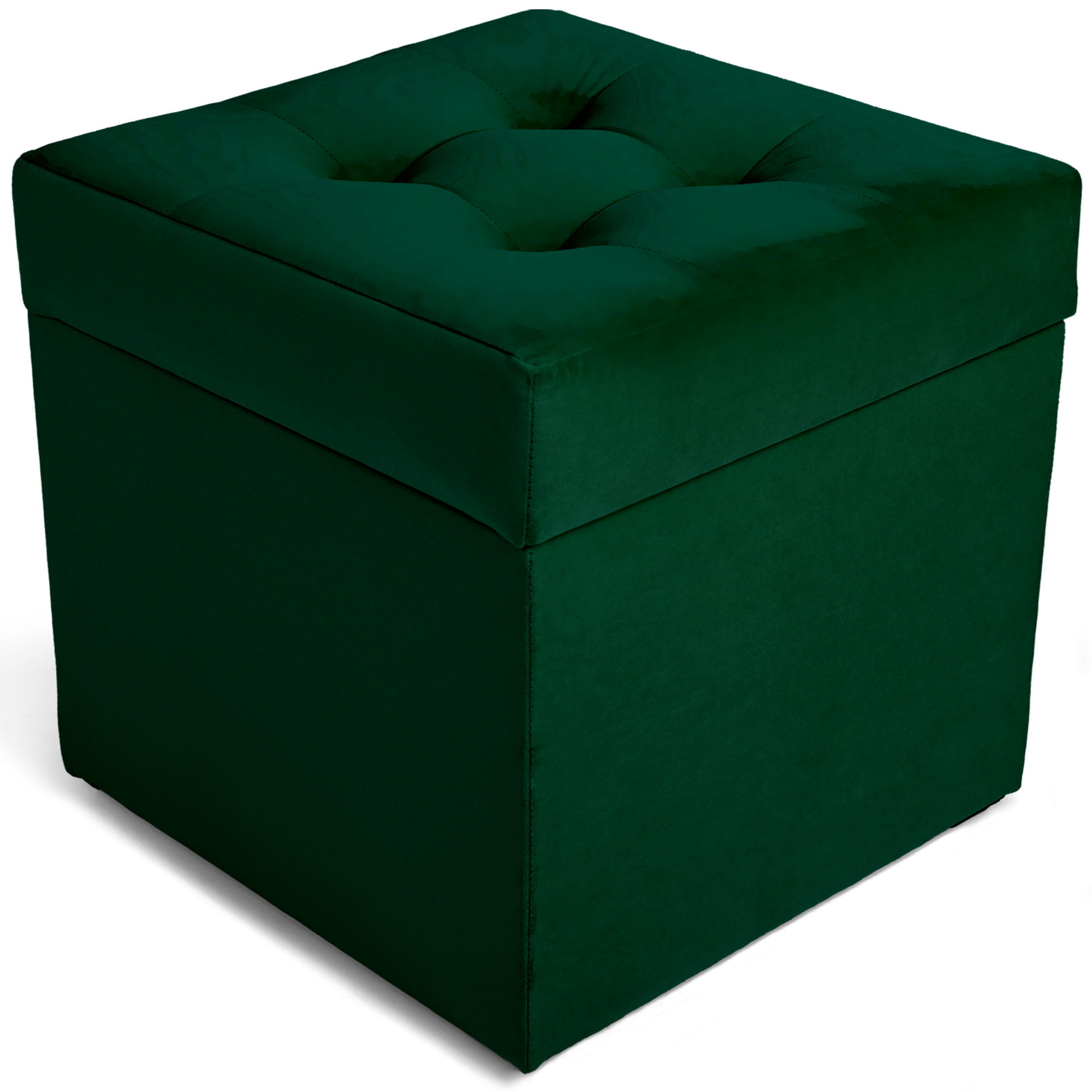 Taburet tapitat cu depozitare, 45x45 cm, verde inchis – puf elegant si ...
