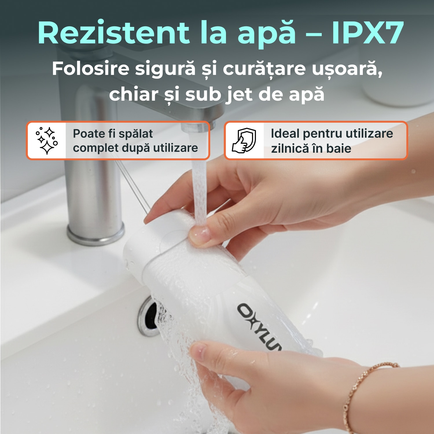 Dus bucal profesional OxyLux portabil, irigator oral fara fir rezistent ...