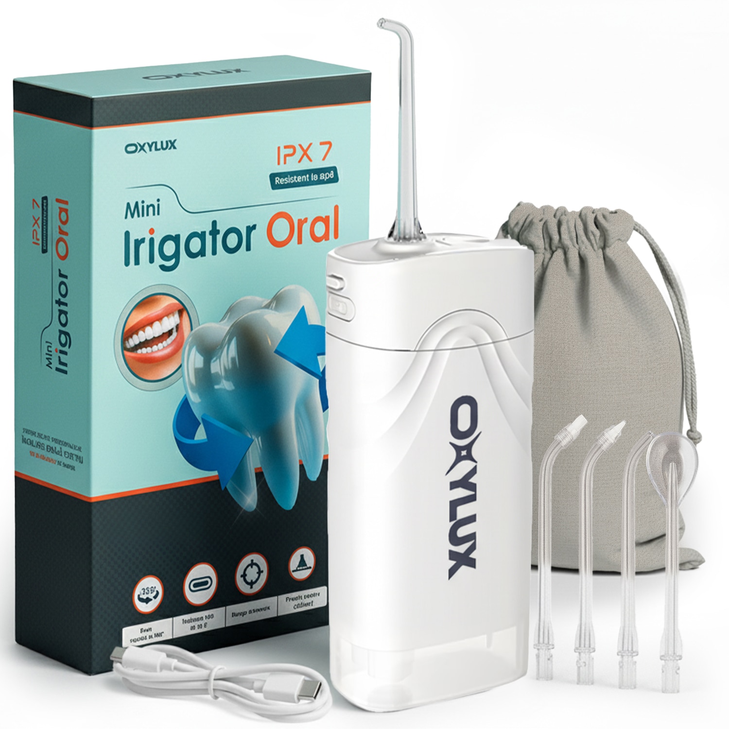Dus bucal profesional OxyLux portabil, irigator oral fara fir rezistent ...