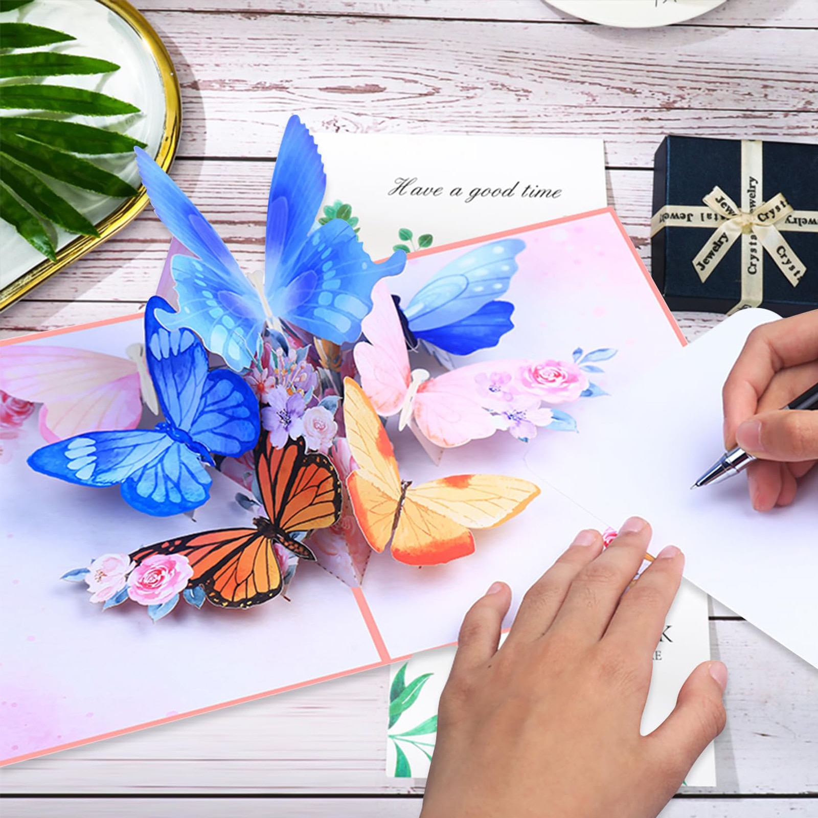 Felicitare 3D TREXORA, cu fluturi/flori, lucrata manual, multicolor ...