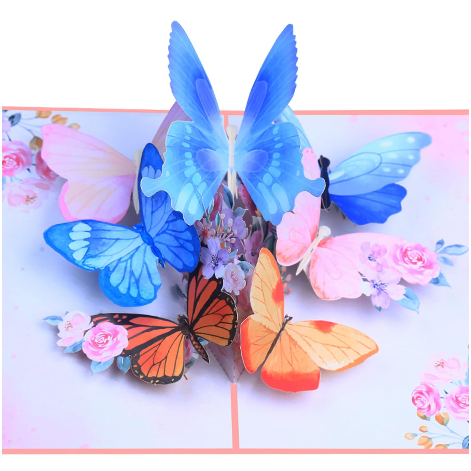 Felicitare 3D TREXORA, cu fluturi/flori, lucrata manual, multicolor ...