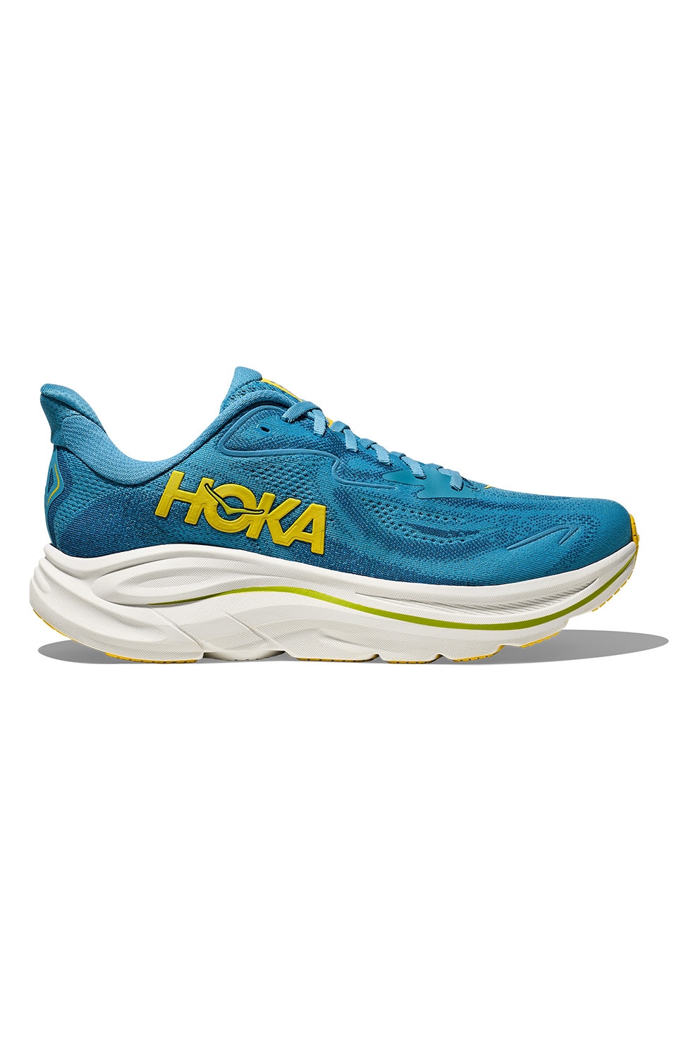 Hoka, Clifton 10 kötött futócipő logós foltrátéttel, Sárga, Kék, 11 ...