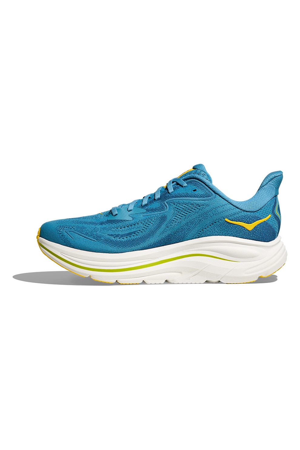 Hoka, Clifton 10 kötött futócipő logós foltrátéttel, Sárga, Kék, 11 ...