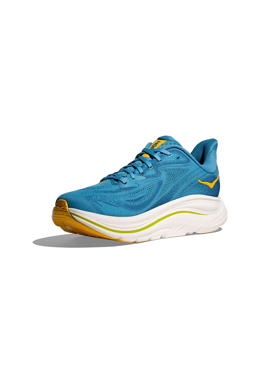 Hoka, Clifton 10 kötött futócipő logós foltrátéttel, Sárga, Kék, 11 ...