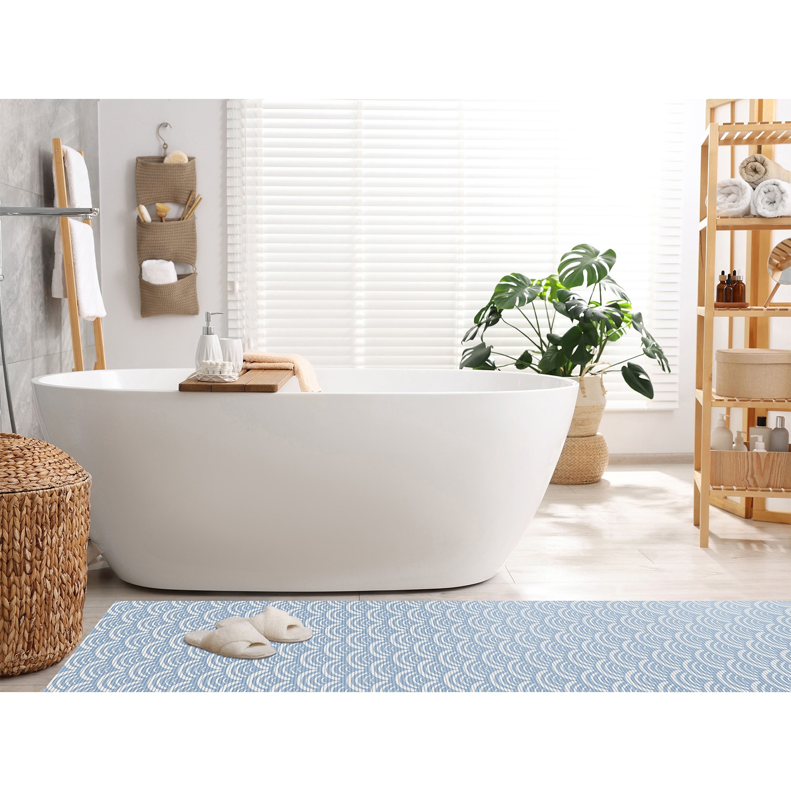 Covoras de baie Decomeister Model Valuri, antiderapant, 65x10cm - eMAG.ro