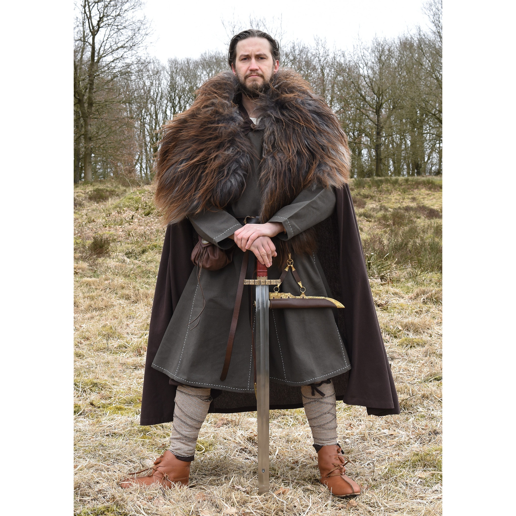 Tunica medievala Battle-Merchant Askur, maneci lungi, verde, 2XL, 119cm ...