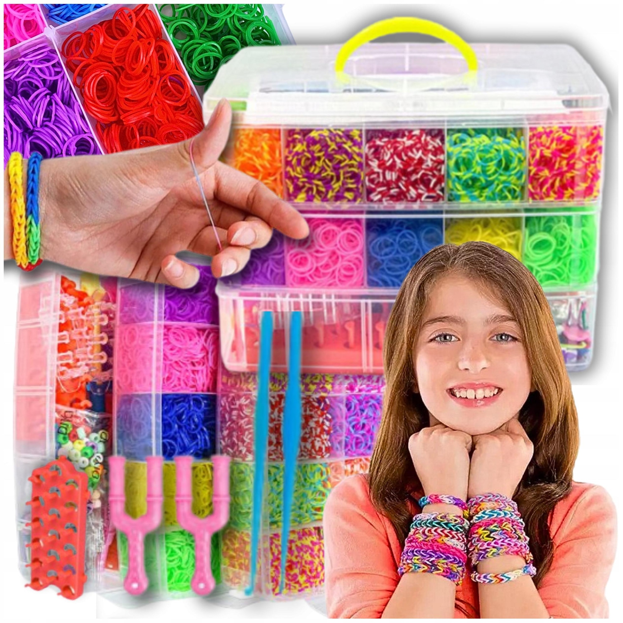Set de bratari din elastice Avante, 3000 elastice in 15 culori ...