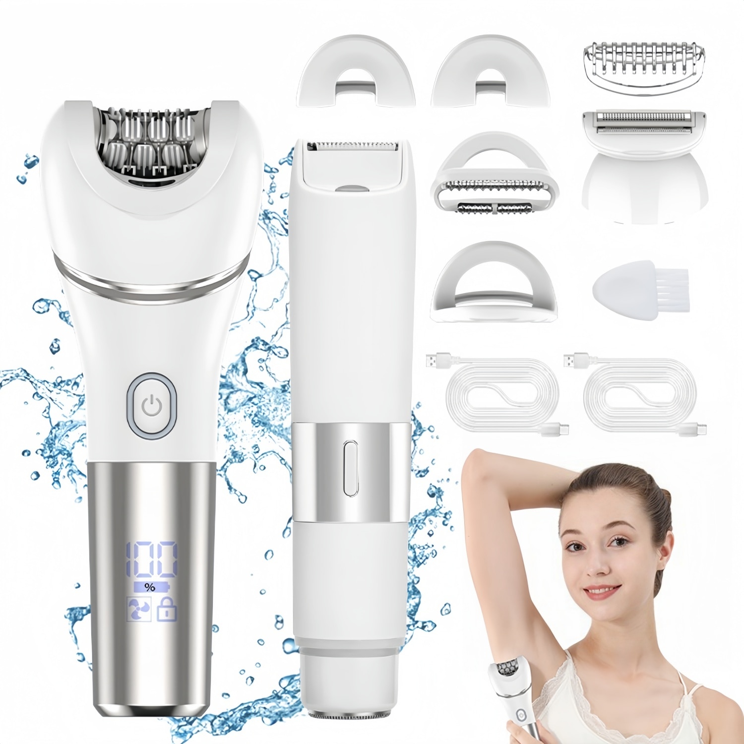 Epilator umed si uscat, MOSMAOO®, 2 in 1 Epilator electric pentru ...