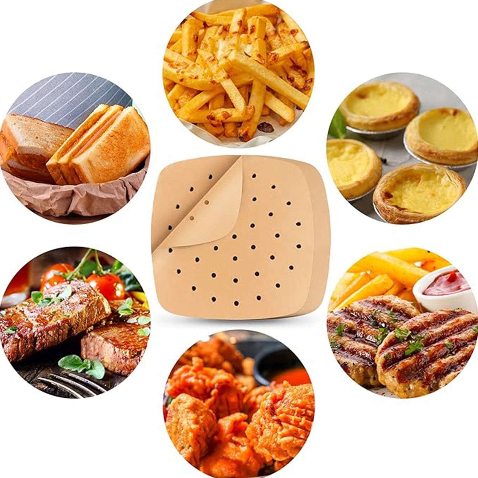 Set 100 captuseli pentru friteuza cu aer AYSTOAYS®, Hartie de pergament ...