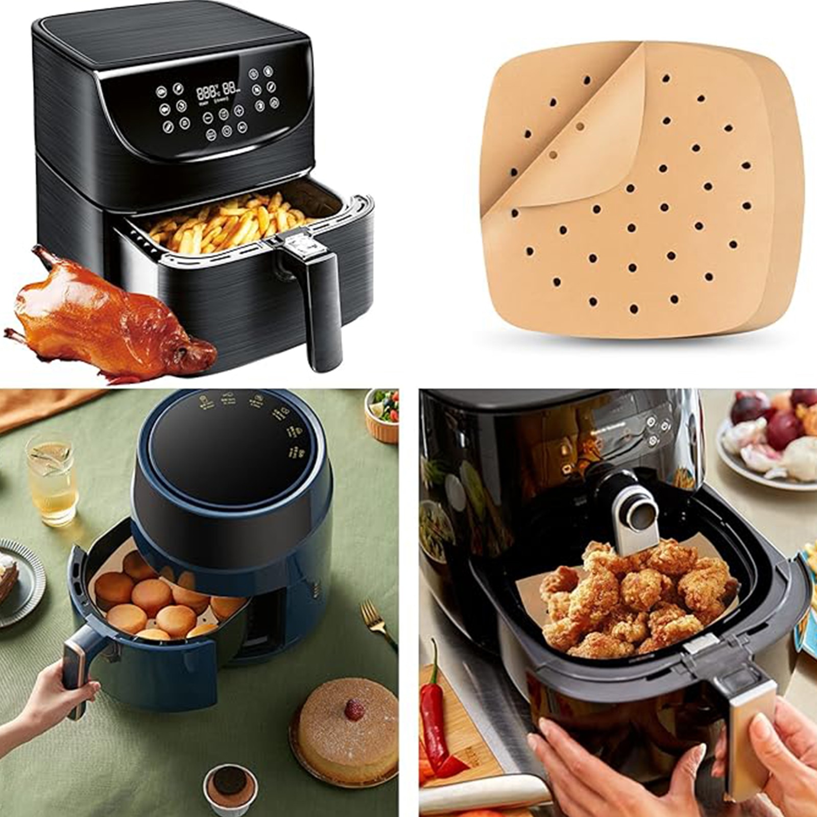 Set 100 captuseli pentru friteuza cu aer AYSTOAYS®, Hartie de pergament ...