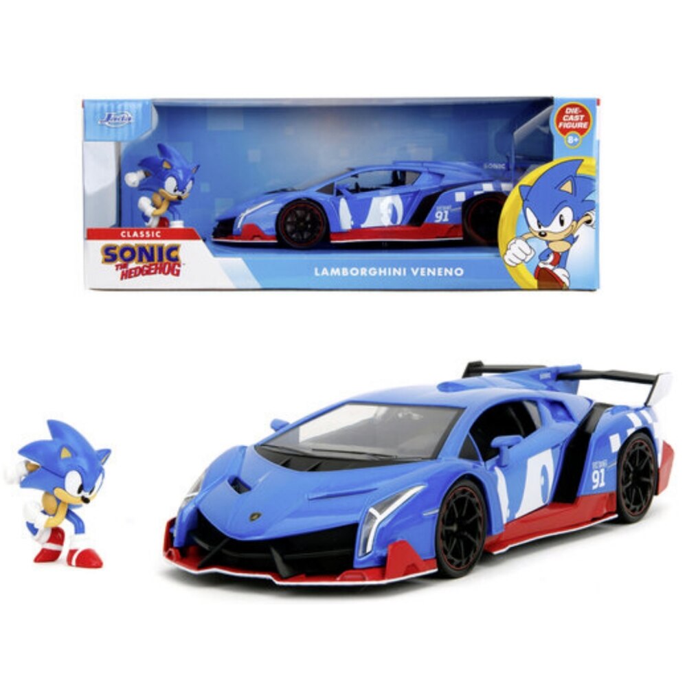 Set figurine Ariciul Sonic și mașinuță metalică Lamborghini Veneno ...