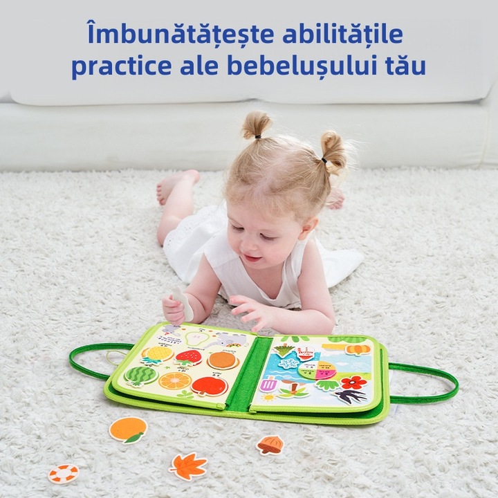 Jucarie interactiva pentru bebelusi, carte din panza rupta manual, tema ...