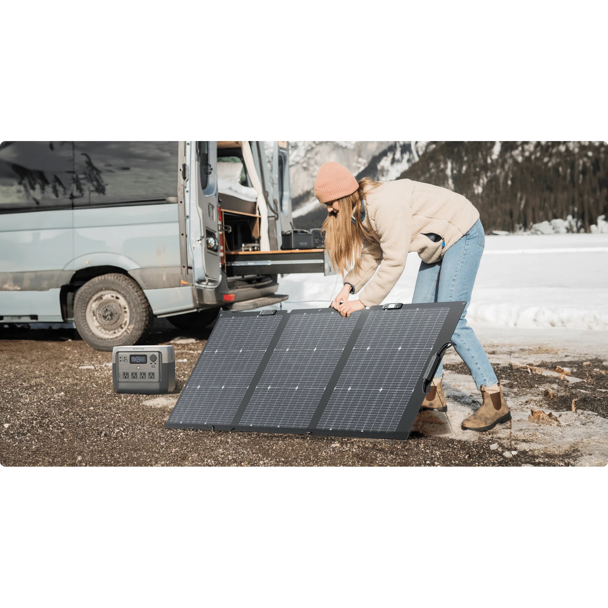 Panou solar pliabil Ecoflow, 160W, portabil, NextGen, IP68, cabluri ...