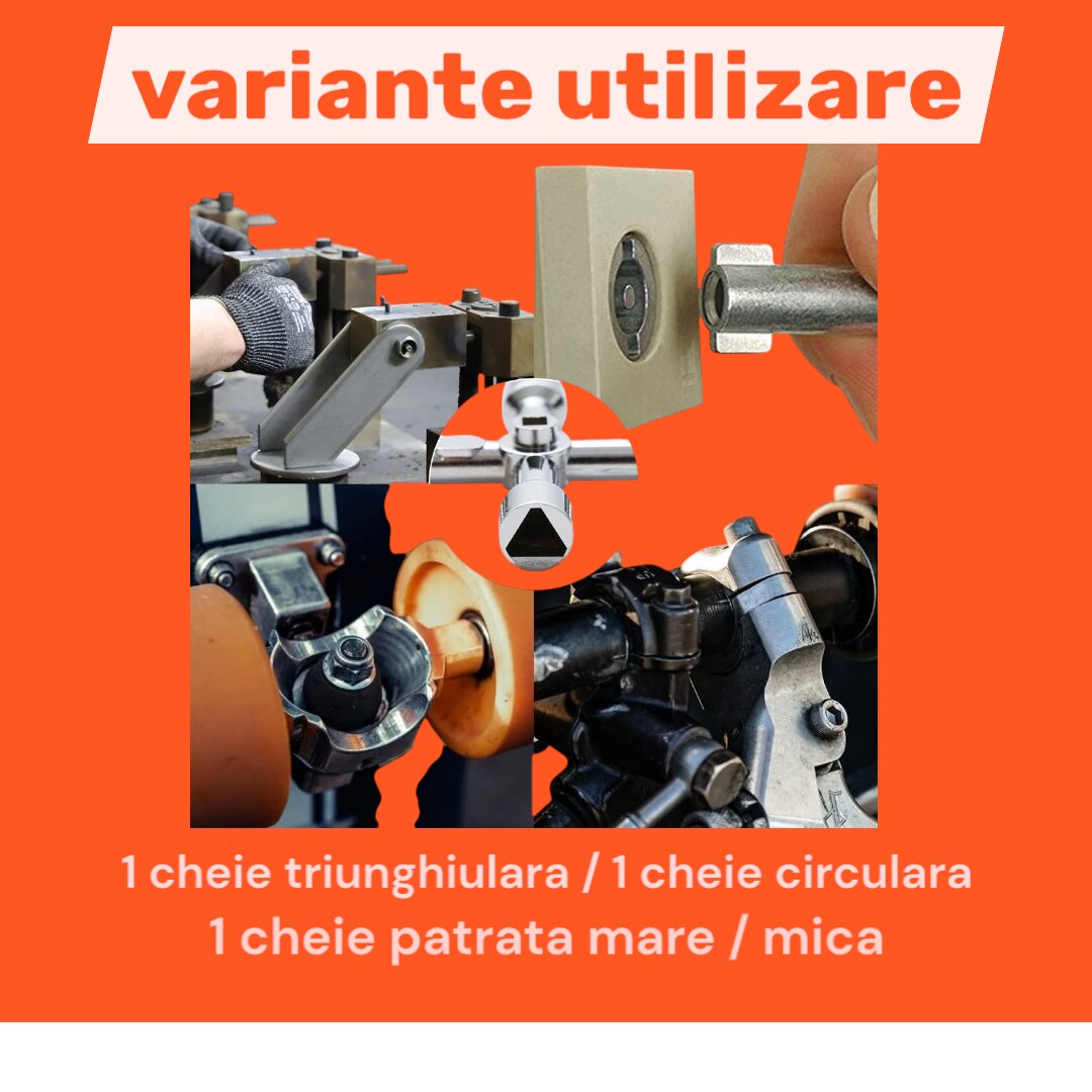 Cheie multifunctionala transversala cu 4 capete- 1 cheie triunghiulara ...