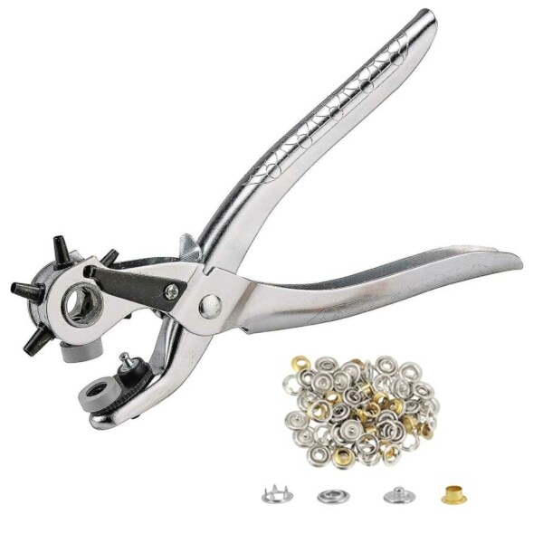 Cleste perforator pentru curele, 6 dimensiuni, 100 capse, 110x210mm ...