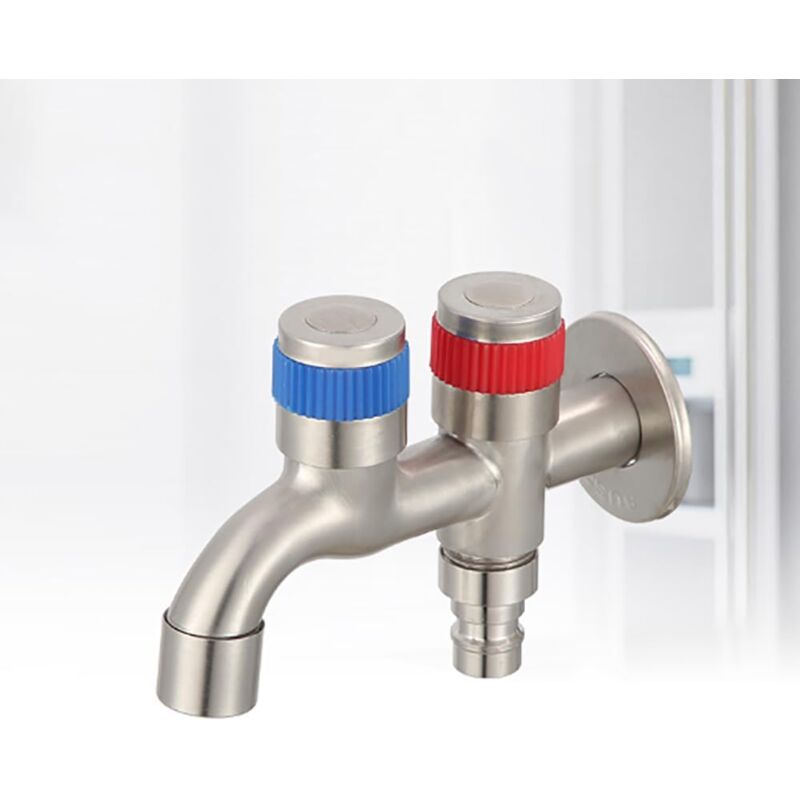 Robinet exterior pentru masina de spalat, inox periat, filet dublu ...