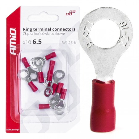 Conectori terminali AMiO, 6.5mm, set 10 bucati, cu izolatie din PVC ...