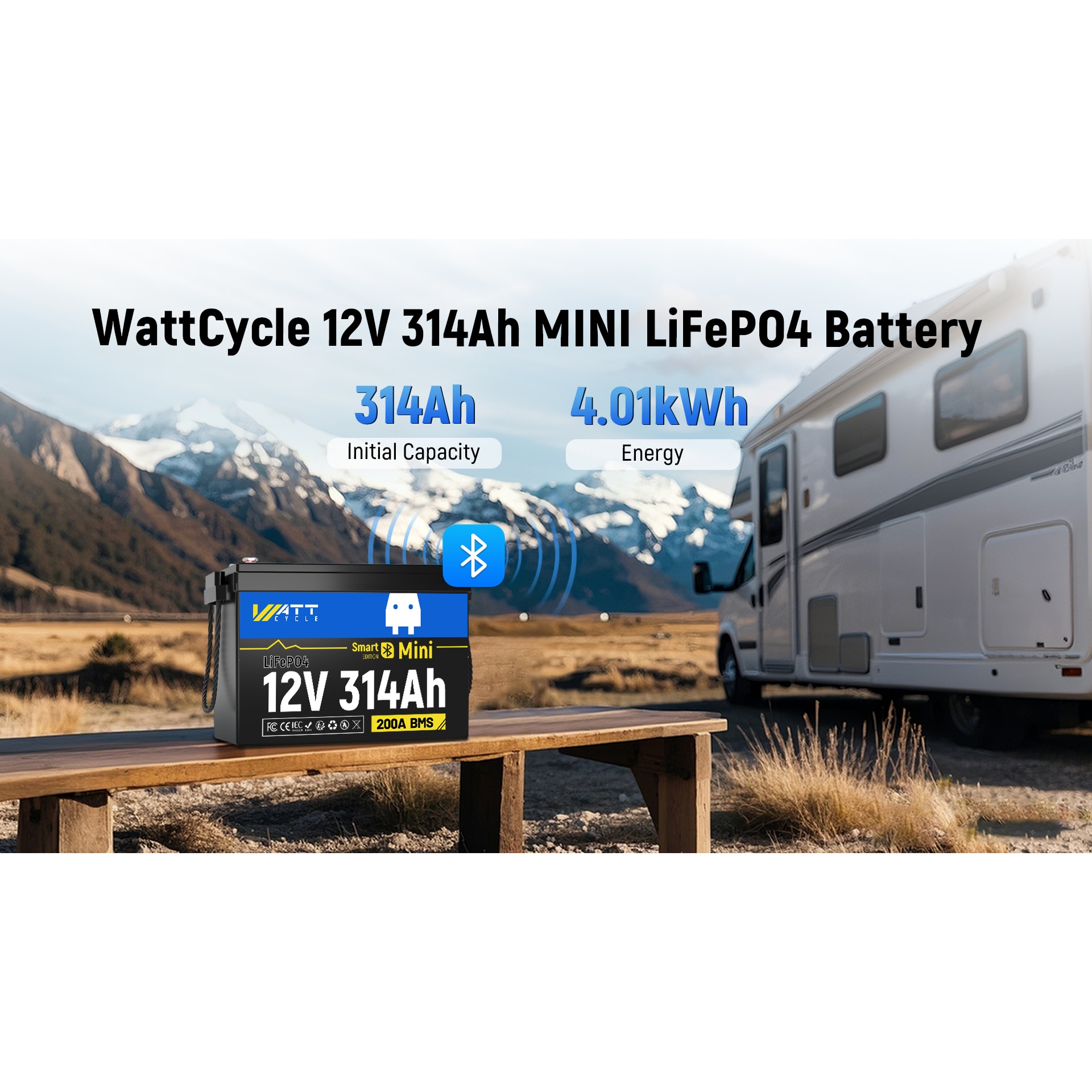 Mini Acumulator LiFePO4 12V 314Ah cu Bluetooth 5.0 Wattcycle ...