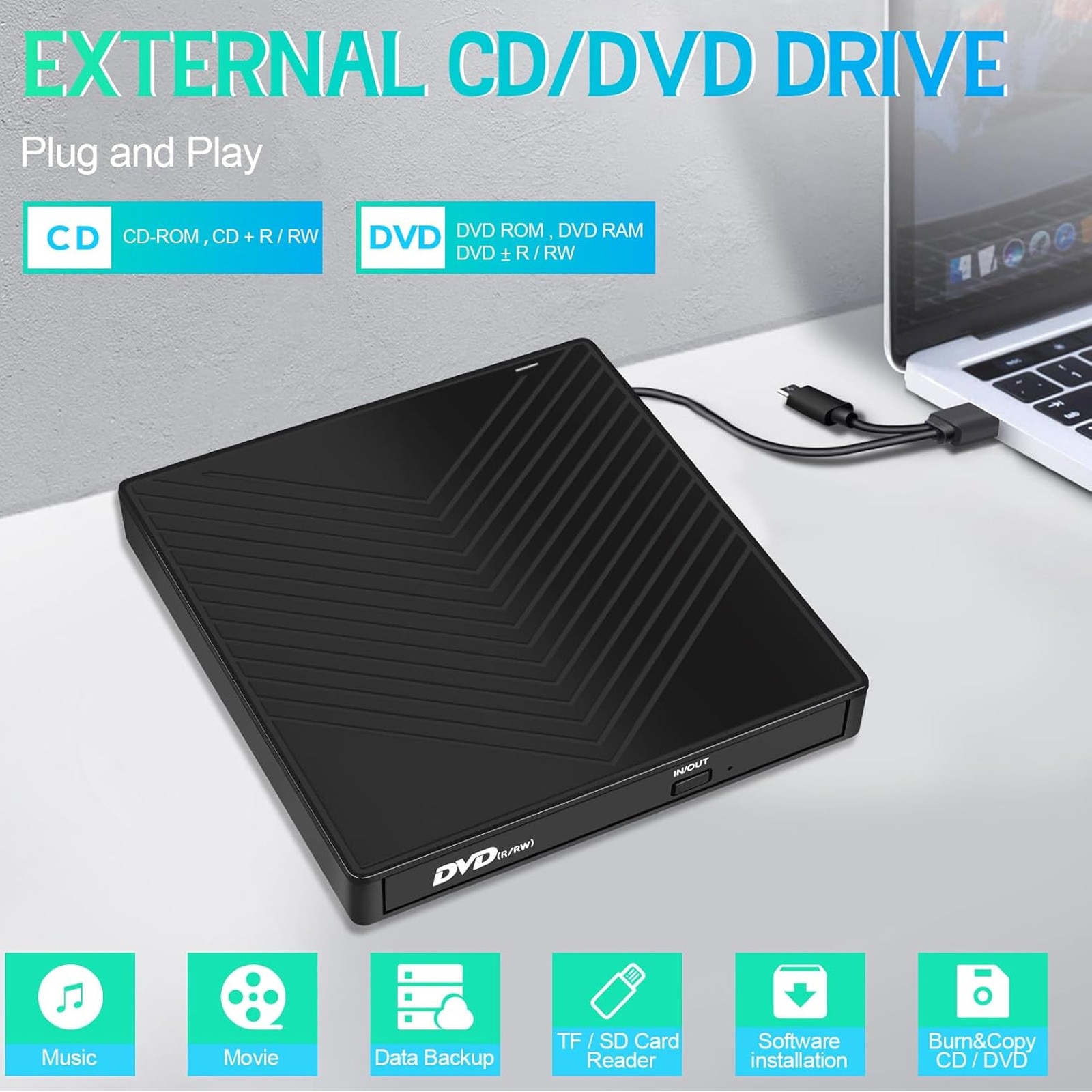 Axroad Mall, Външно оптично устройство, DVD writer extern portabil slim ...