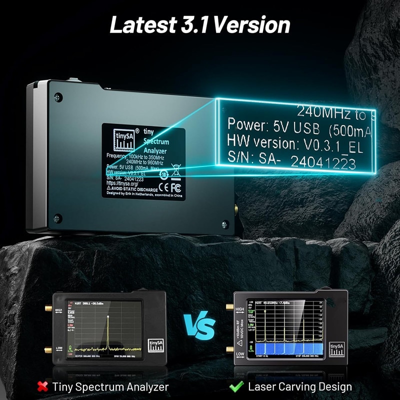 Analizor de spectru portabil TinySA, analizor de frecventa portabil ...