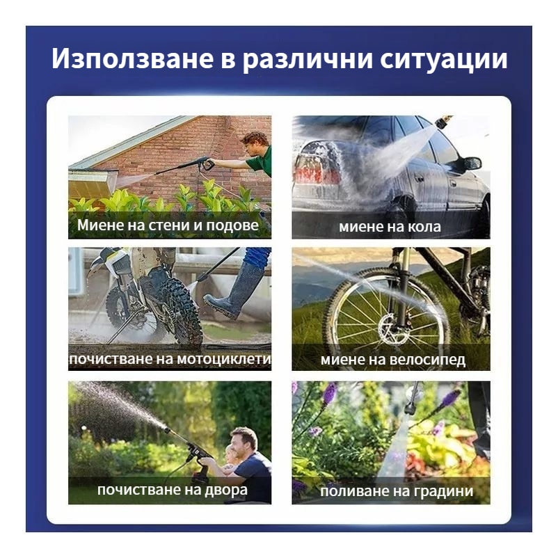 Водоструйка без кабел, Акумулаторна автомивка HERRAX с литиево-йонна ...