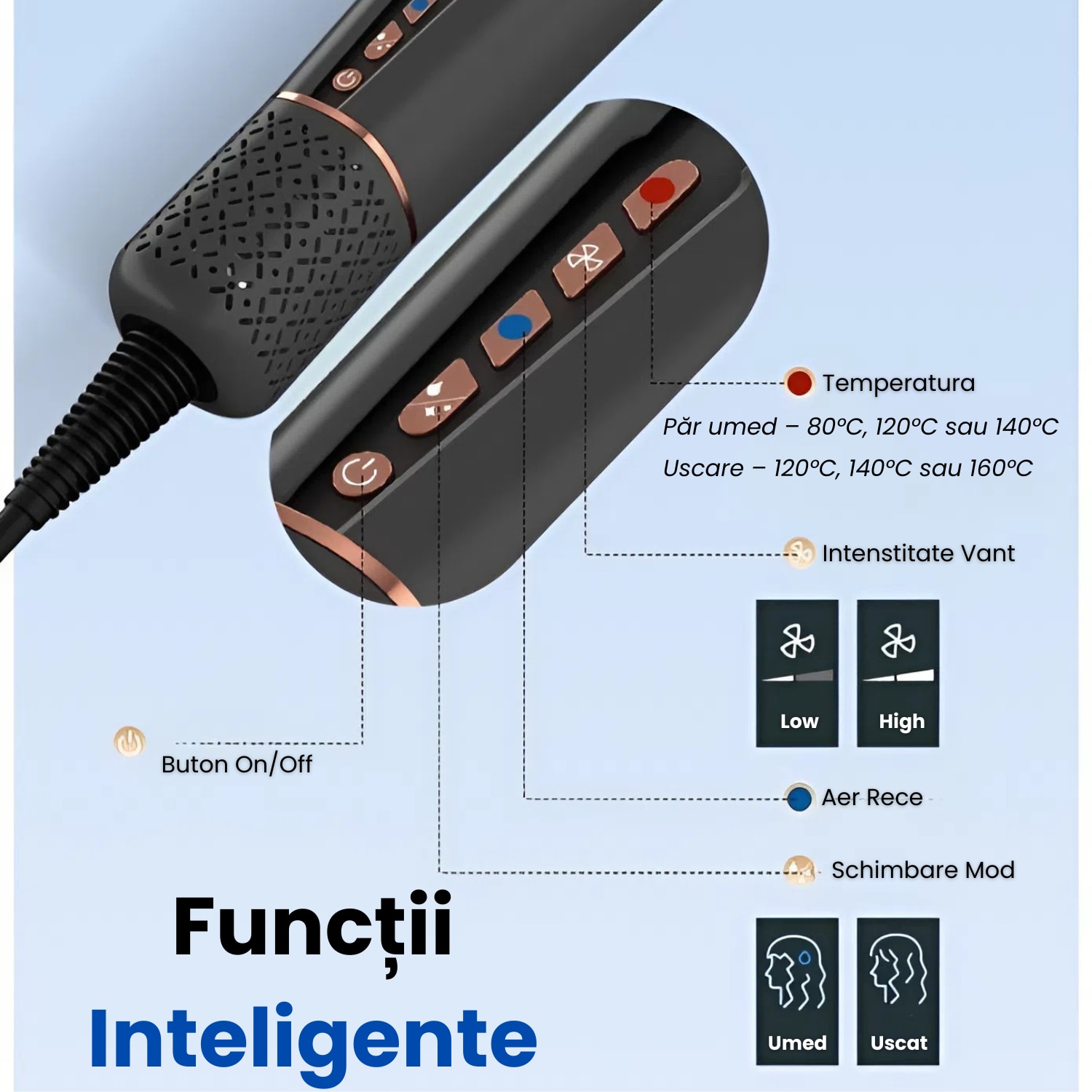 Placa Uscare Si Indreptare Par Cu Flux De Aer 110000 Rpm, 6 Trepte ...