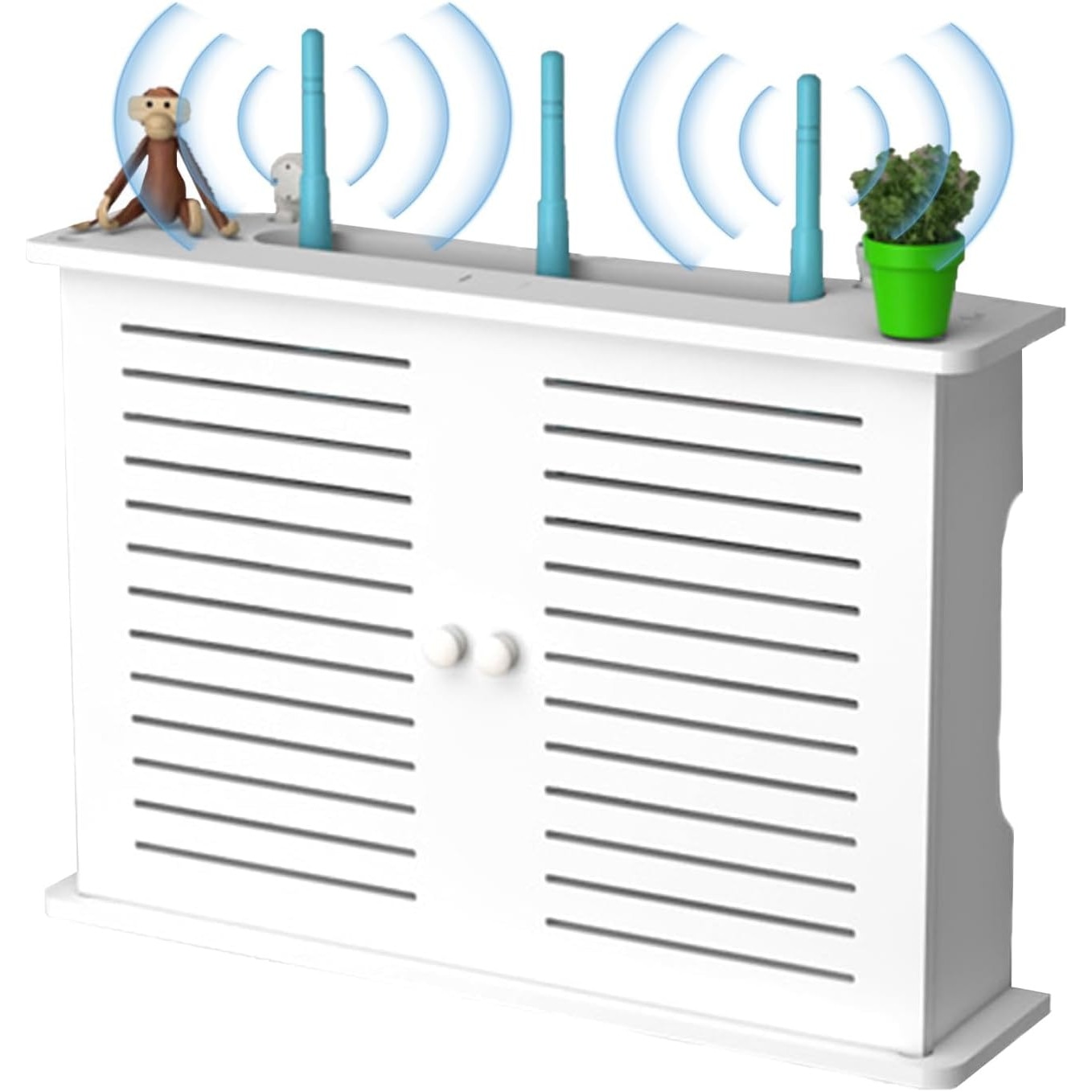 Raft pentru router WiFi, Morovan, 39x9x27cm, din PVC, montare pe perete ...