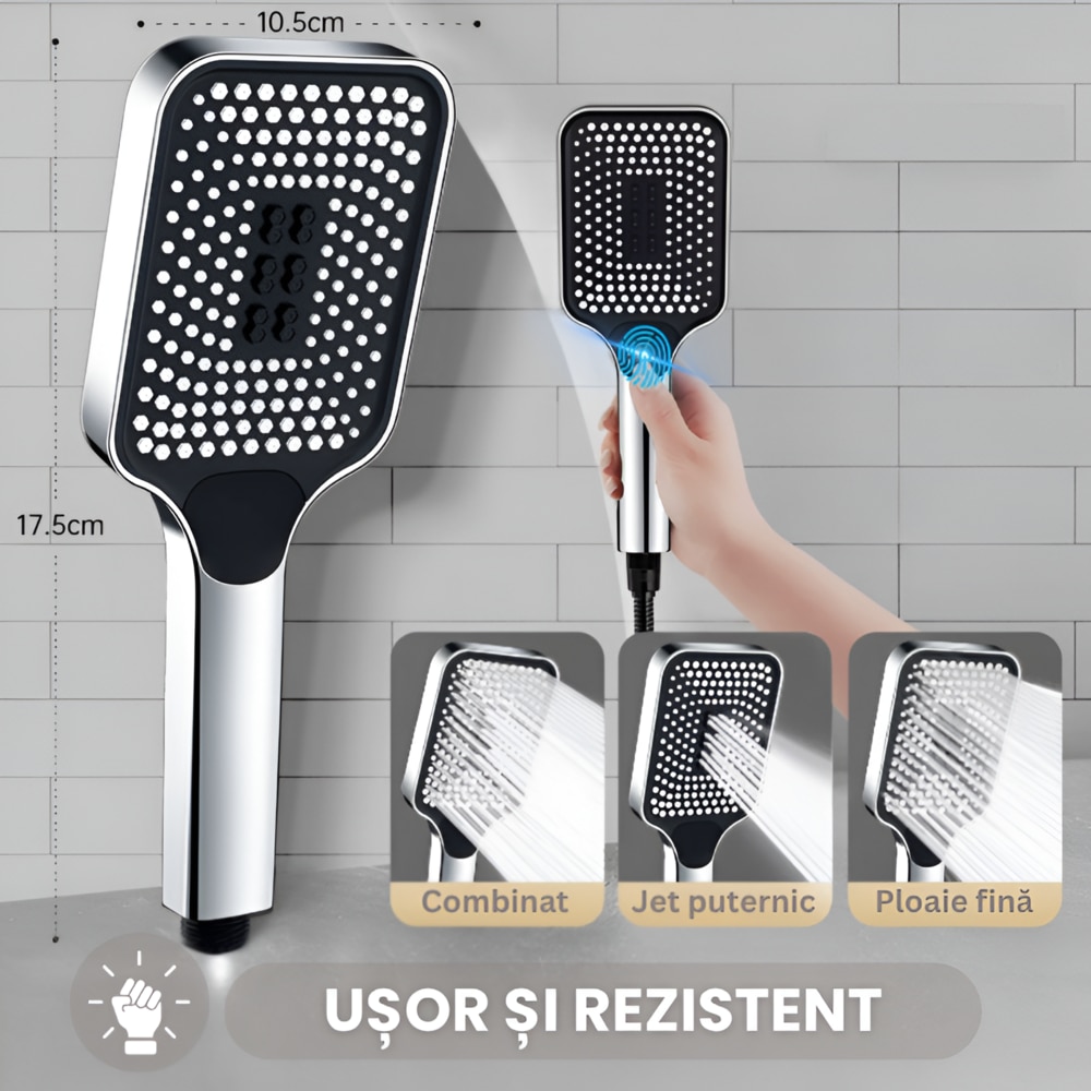 Cap Para Dus Mare 27cm, cap 10x13cm, Presurizat 5 Functii cu Buton On ...