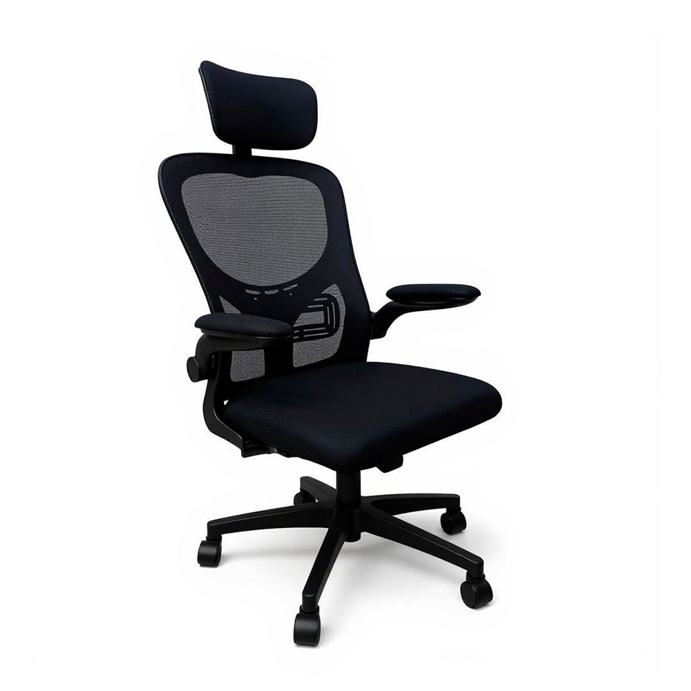 Scaun rotativ ergonomic de birou Leziter Flexo cu suport lombar, negru ...