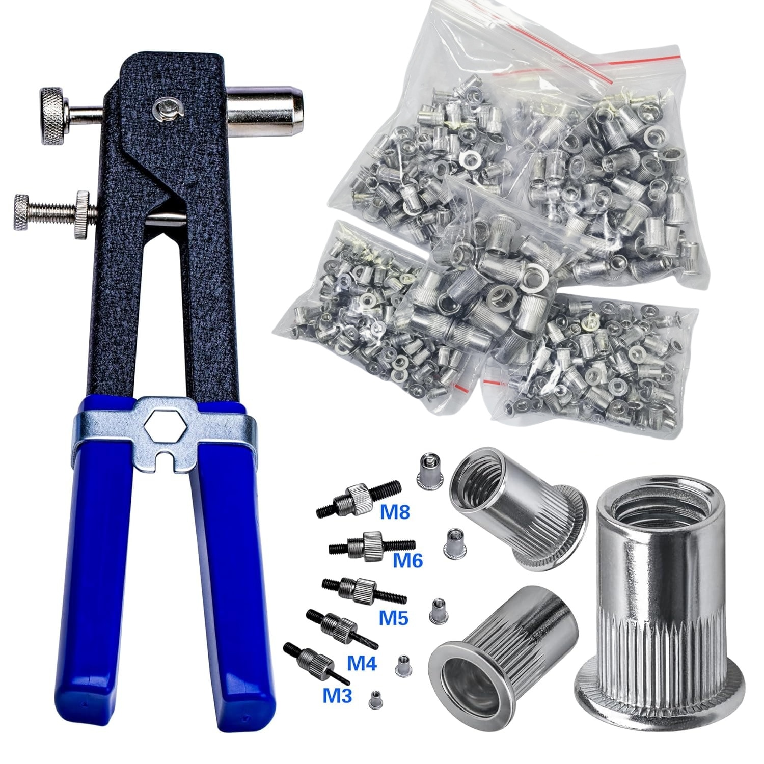 Set cleste pentru nituit piulite nituibile, MOSMAOO®, 430Pcs (M8/M6/M5 ...