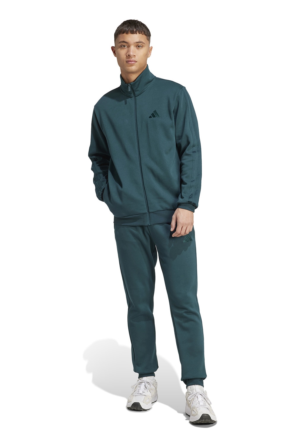 adidas Sportswear, Trening din amestec de bumbac cu logo, Verde marin ...
