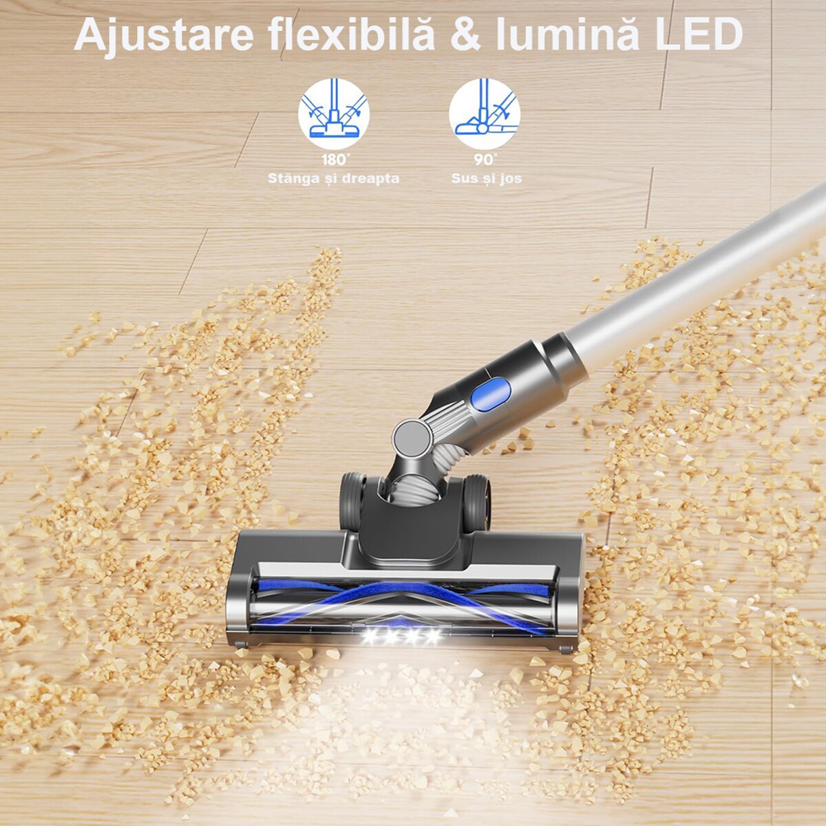 Aspirator vertical fara fir cu functie de mop Tinklu, Perie pentru ...