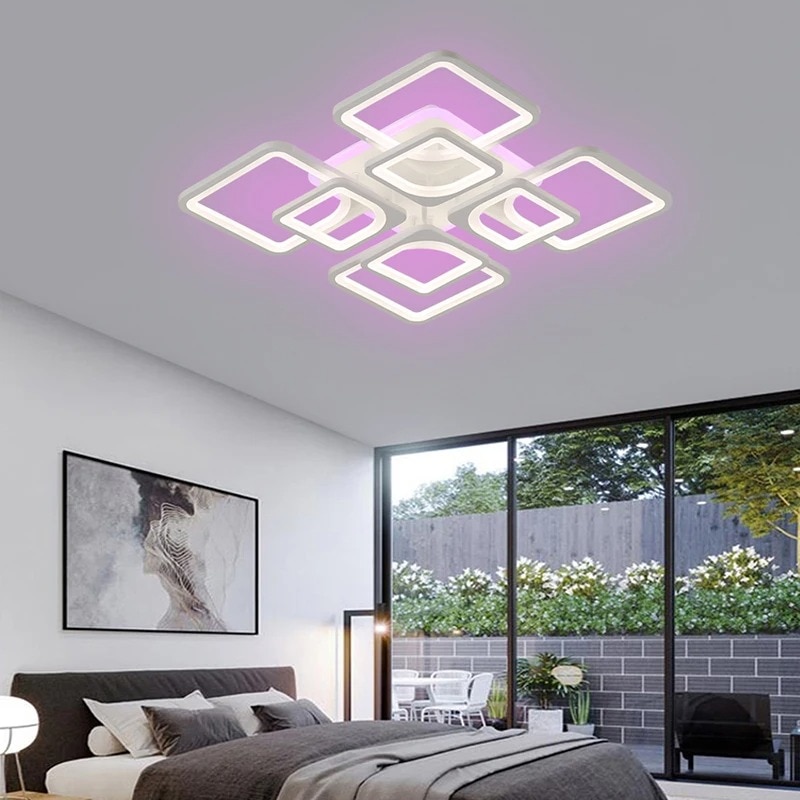 Lustra LED, Mckalen, 133w, Candelabru, RGB cu Telecomanda cu lumina ...