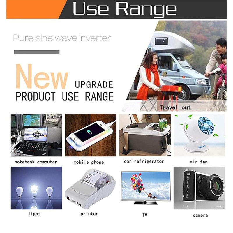 Invertor sinusoidal pur XINLOSHU®, 12V la 220V, 2500W, convertor de ...