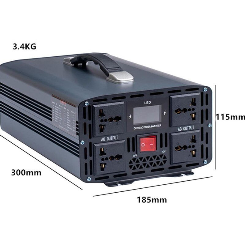 Invertor sinusoidal pur XINLOSHU®, 12V la 220V, 2500W, convertor de tensiune DC-AC, afisaj LED ...