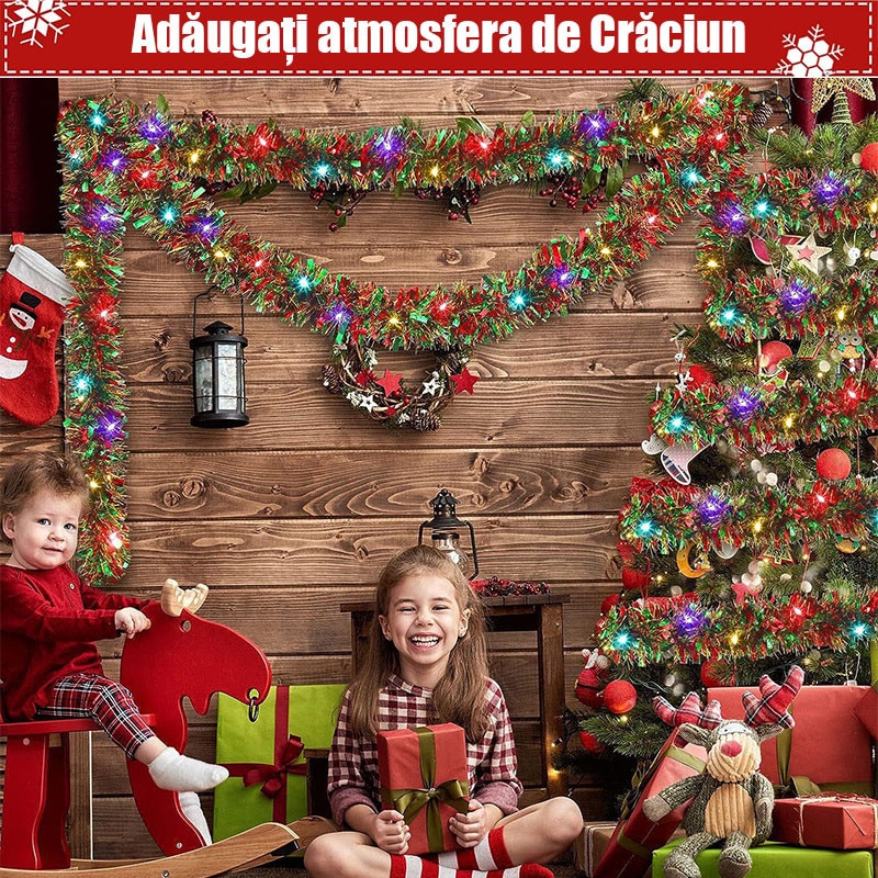 Ghirlanda de Craciun, 10 m, cu 100 de led-uri colorate, material ...