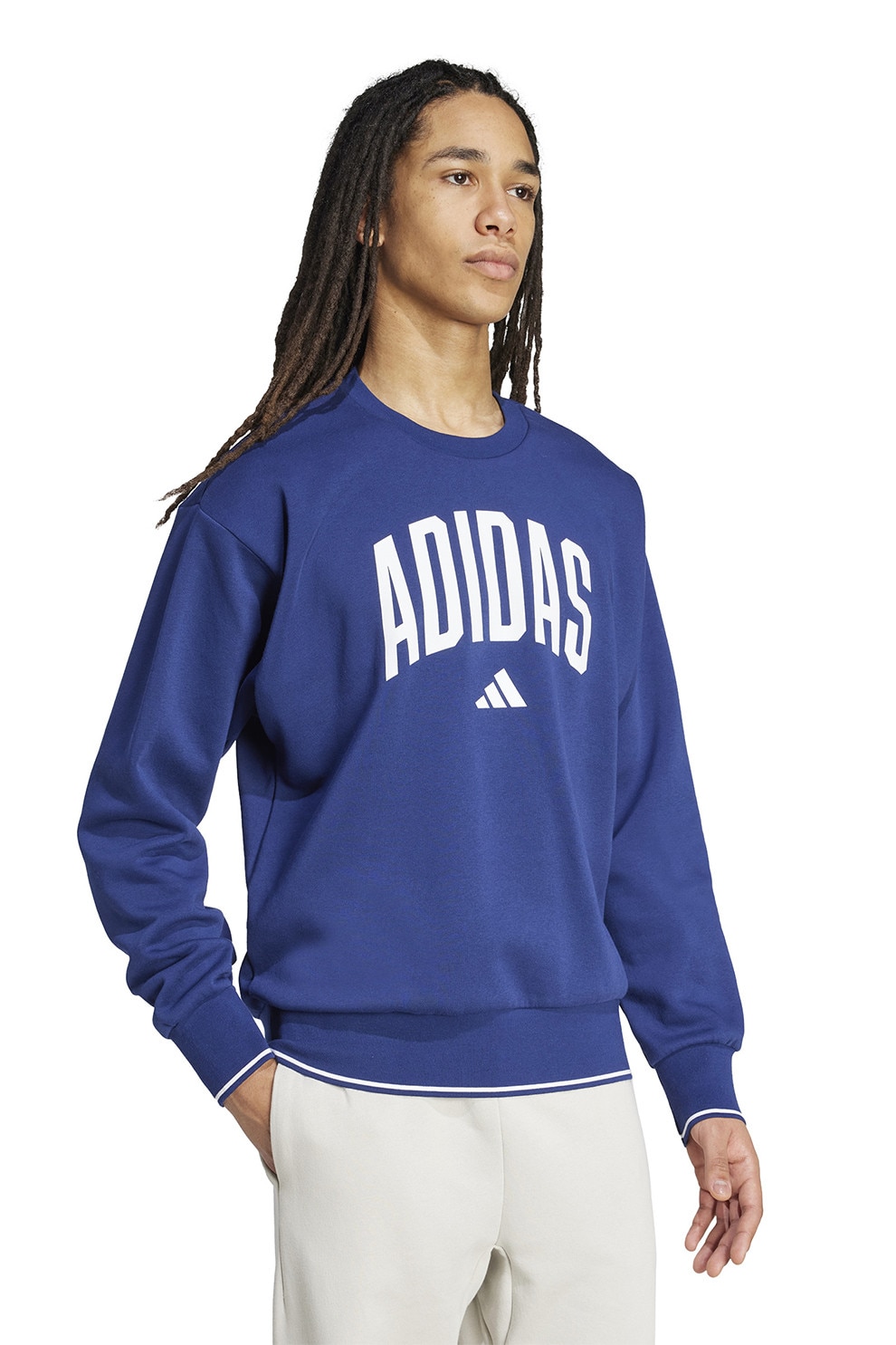 adidas Sportswear, Bluza de trening cu logo, Alb, Indigo, S - eMAG.ro