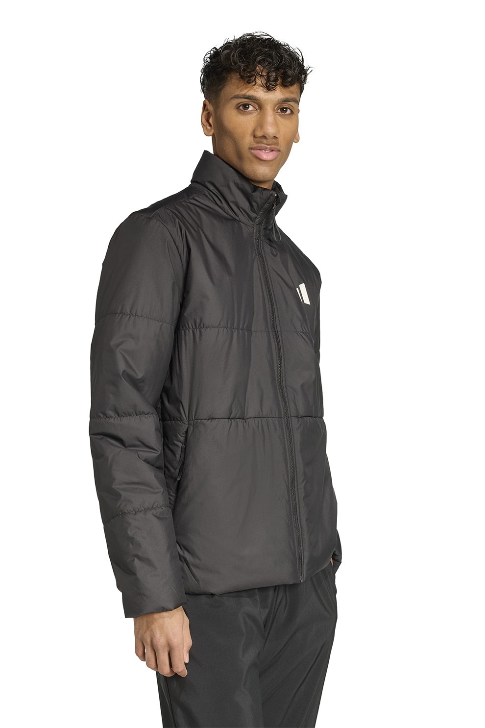 adidas Sportswear, Geaca cu vatelina si guler inalt, Alb, Gri inchis, L ...