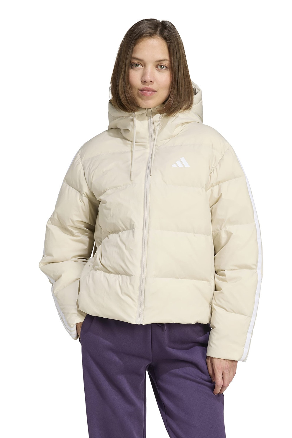 adidas Sportswear, Geaca scurta cu umplutura de puf Essentials, Alb ...