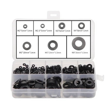 Set garnituri / saibe din plastic, diverse dimensiuni M2-M8 in cutie de ...