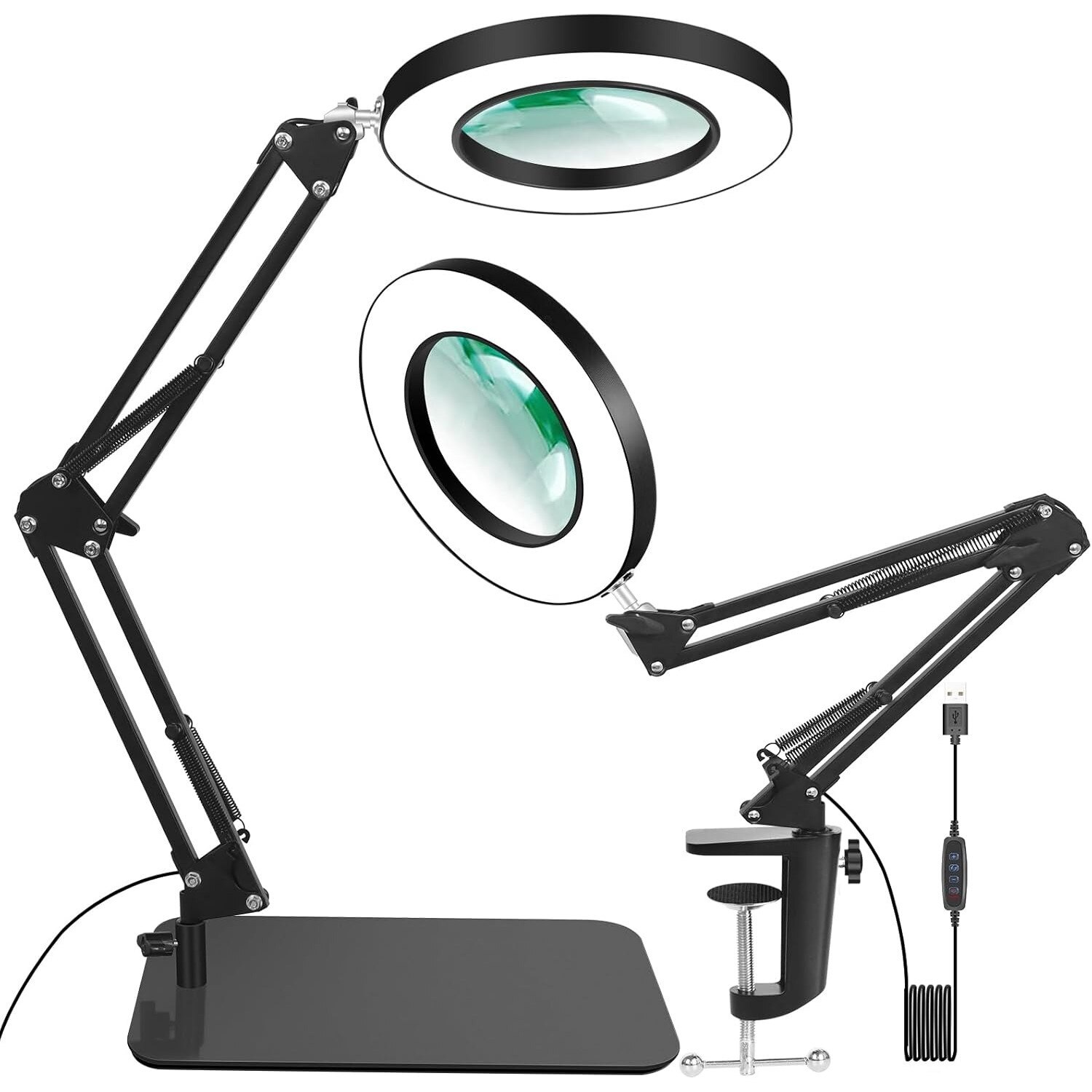 Lupa cu iluminare si suport, 10x, 72 LED, negru, pliabila - eMAG.ro