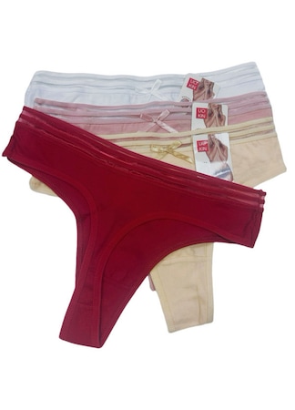 Set 4 perechi chiloti tanga dama, UOKIN, Bumbac/Elastan, Multicolor, L - eMAG.ro