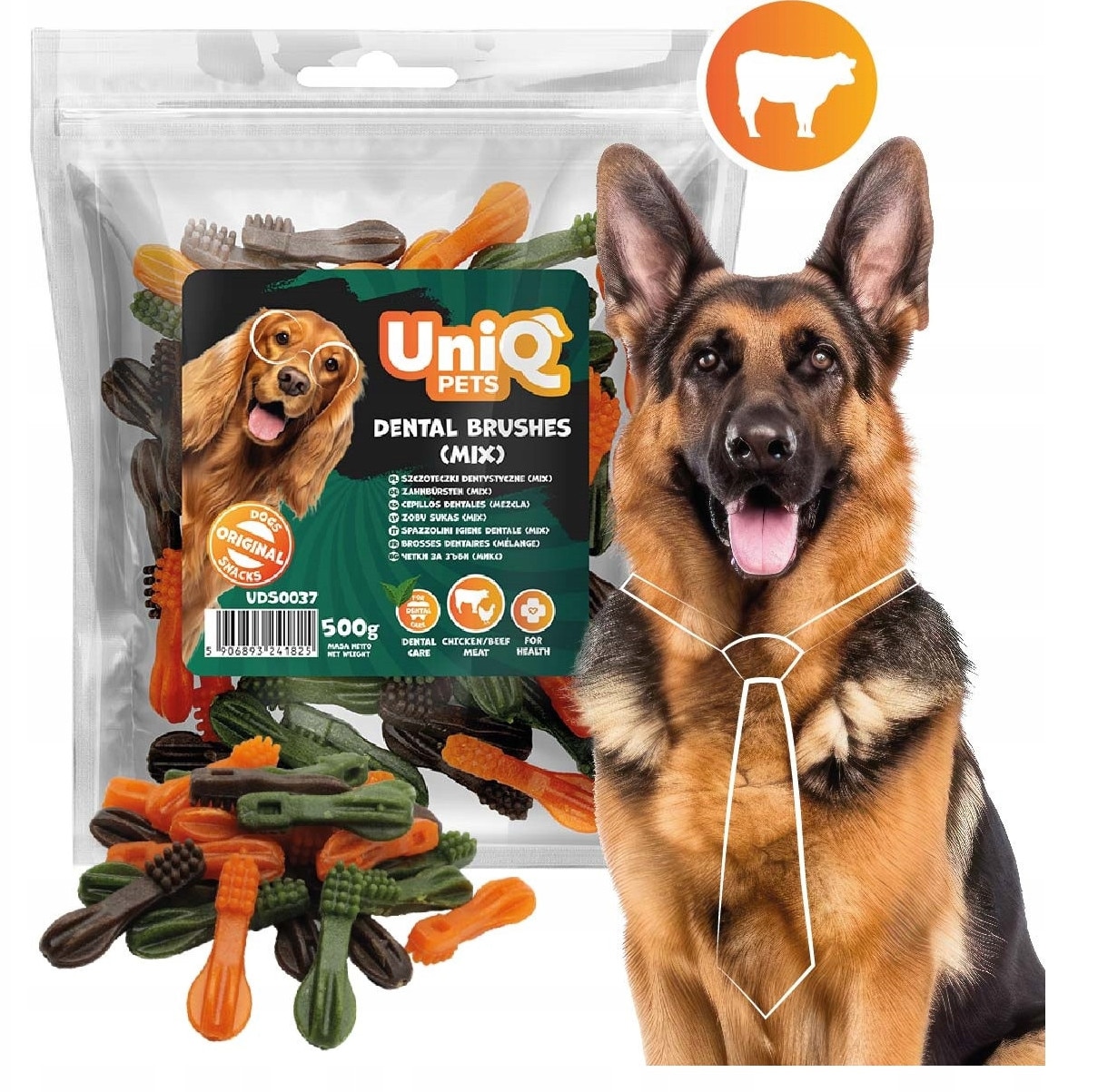 Лакомства за кучета UNIQ PETS, дентални четки (микс), 500g - eMAG.bg
